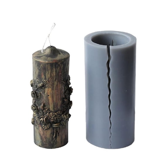 3D Carved Cylindrical Candle Mold Silicone Clay Soap Mould for Making ...