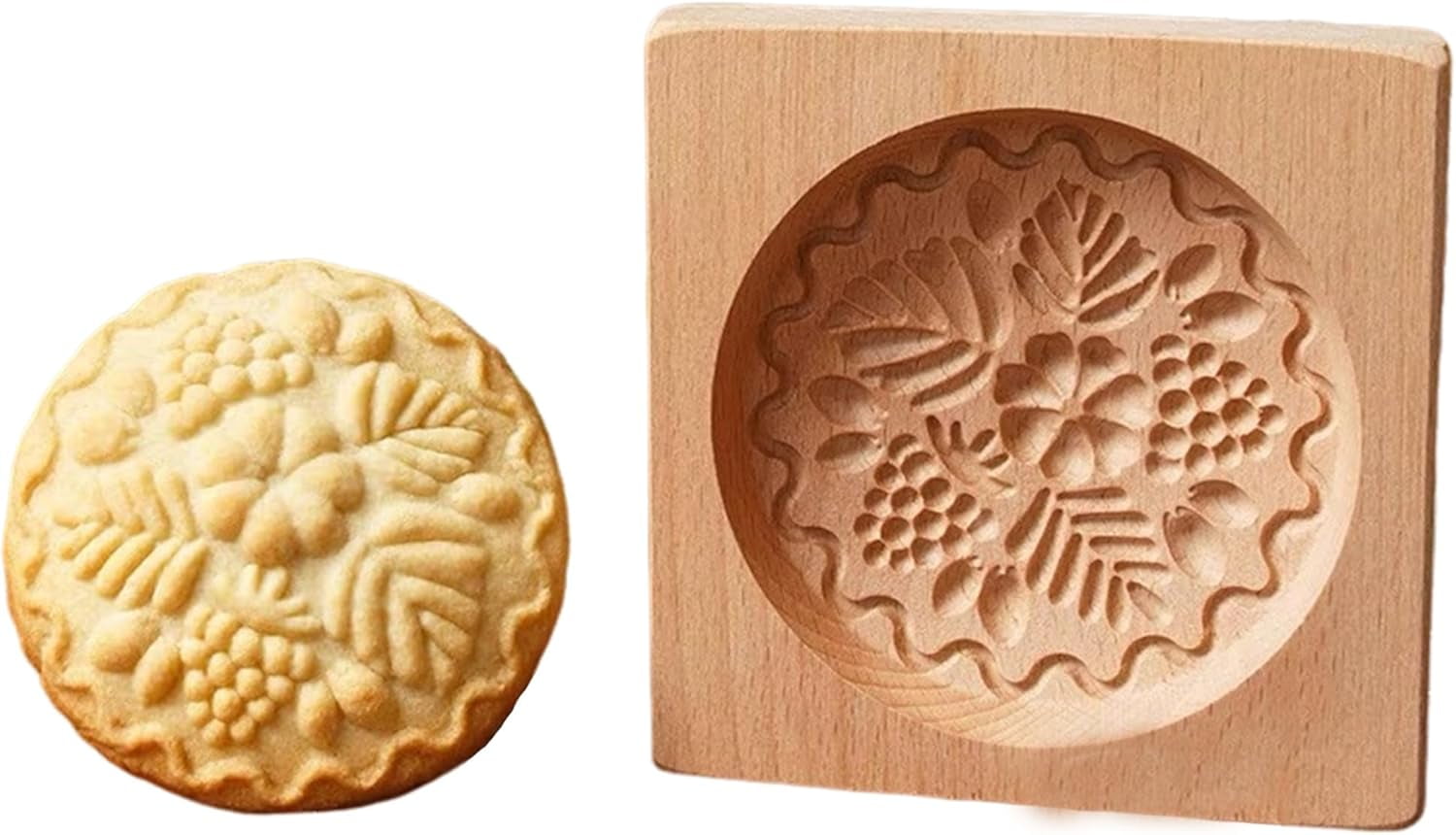 3D Carved Wooden Cookie Mold: Embossing Cutter, DIY Biscuit Press ...