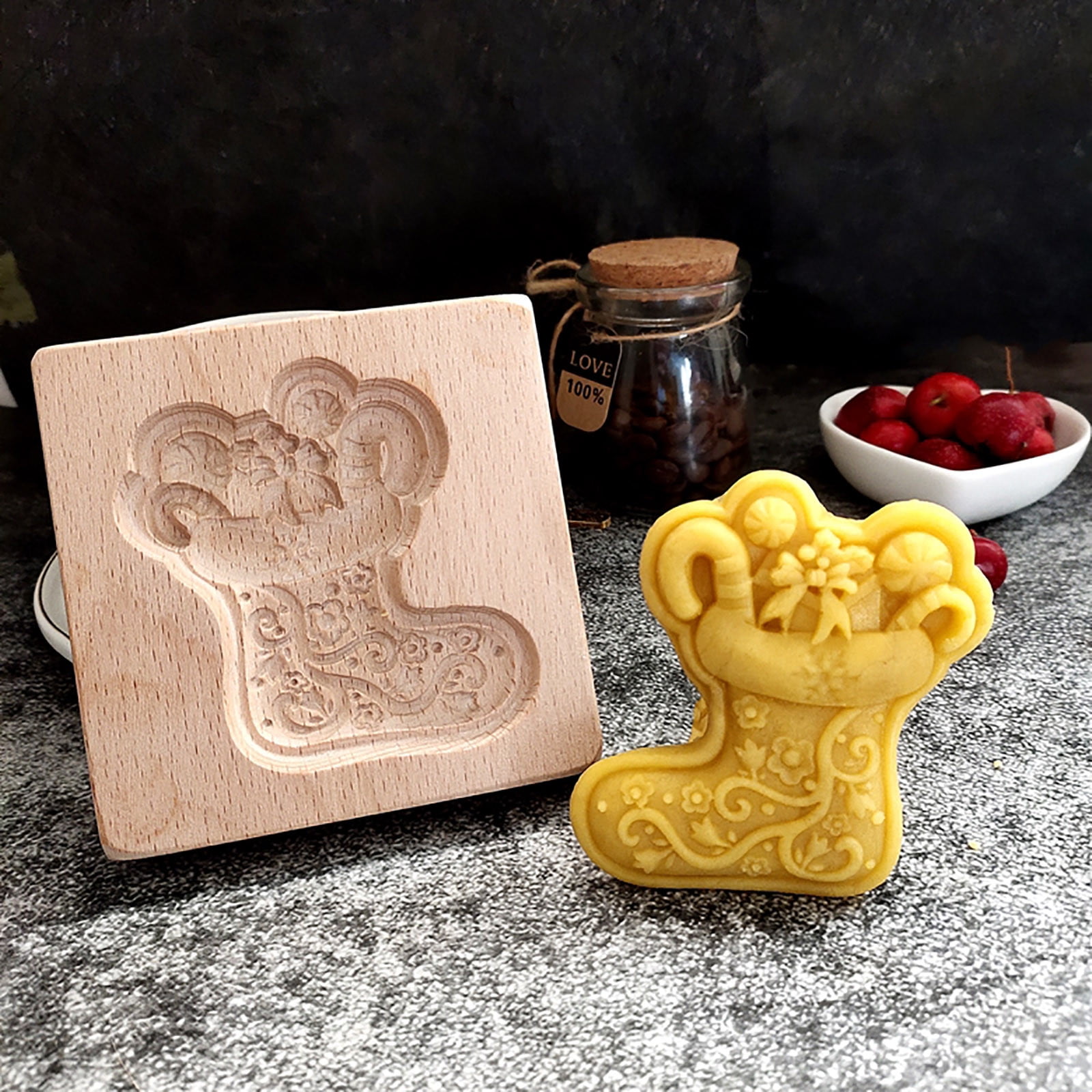 3D Carved Wooden Cookie Molds, Handmade Beechwood Embossing Molds for ...