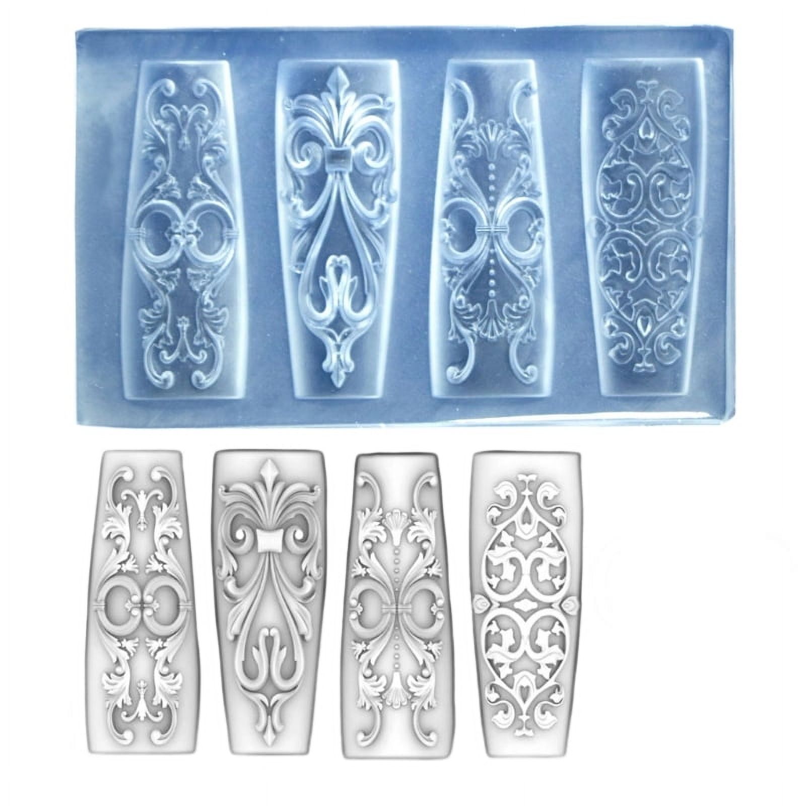 3D Carving Flower Nail Art Mold Silicone Template for DIY Floral Resin ...