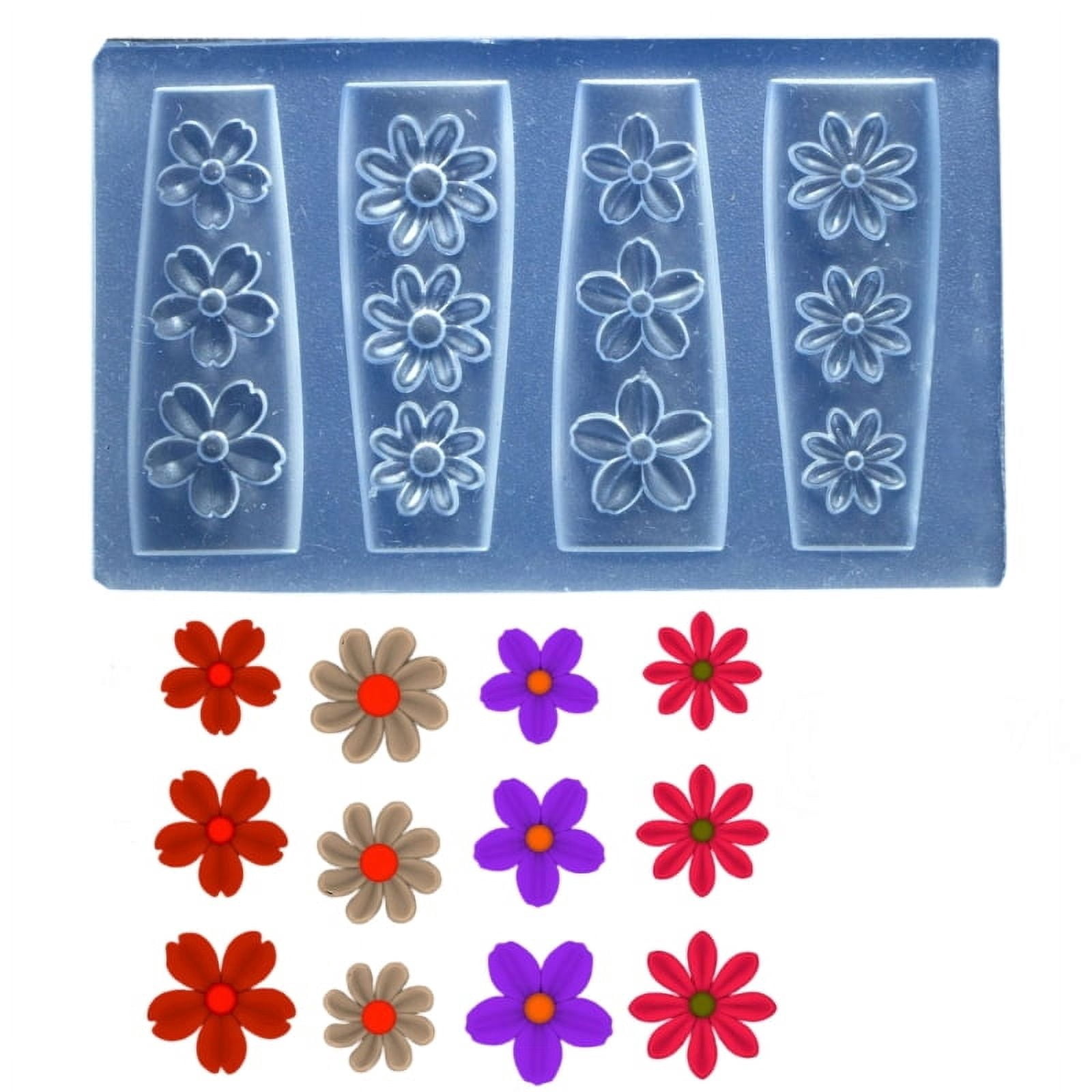 3D Carving Flower Nail Art Mold Silicone Template for DIY Floral Resin ...