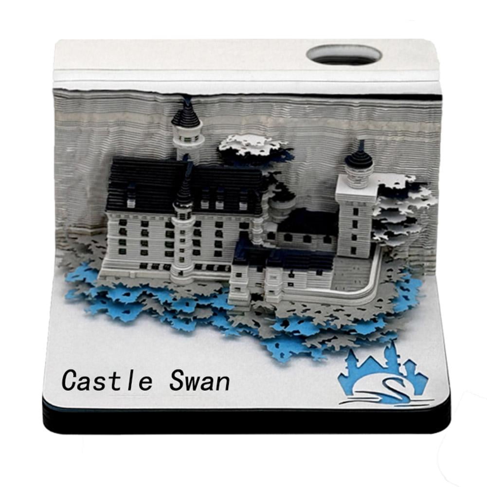 3D Castle Memo Pad , 2025 Desk Calendar Paper Carving Notepad Weekly ...