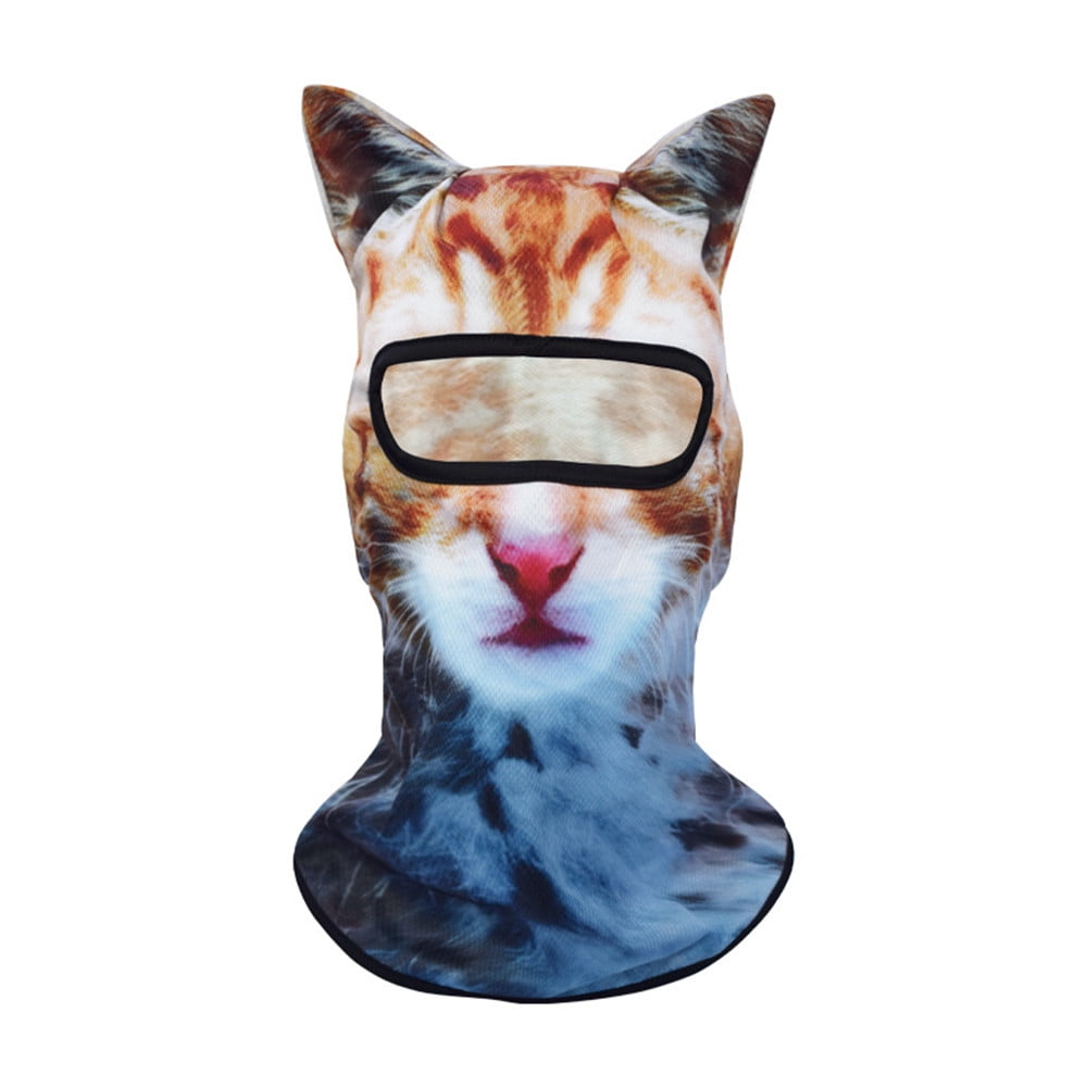 3D Cat Balaclava Face Mask, Funny Animal Hood with Ears for Skiing ...
