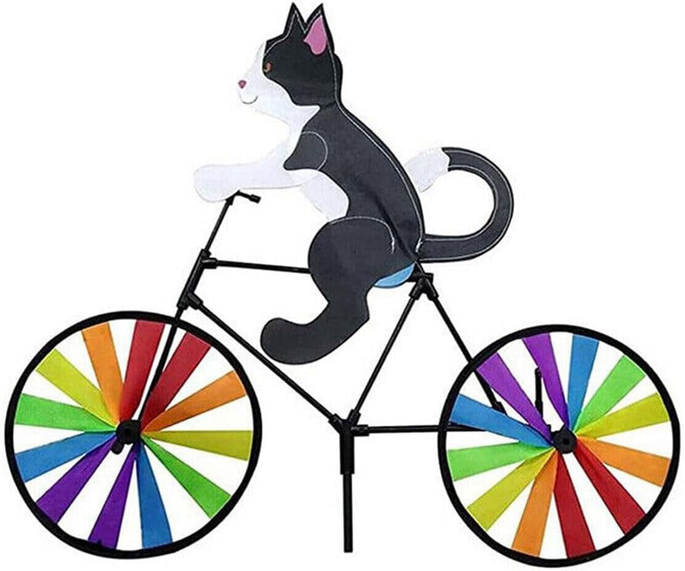 3D Cat Dog Riding Bike Windmill,Innovative Cartoon Shape Windmill,Yard ...