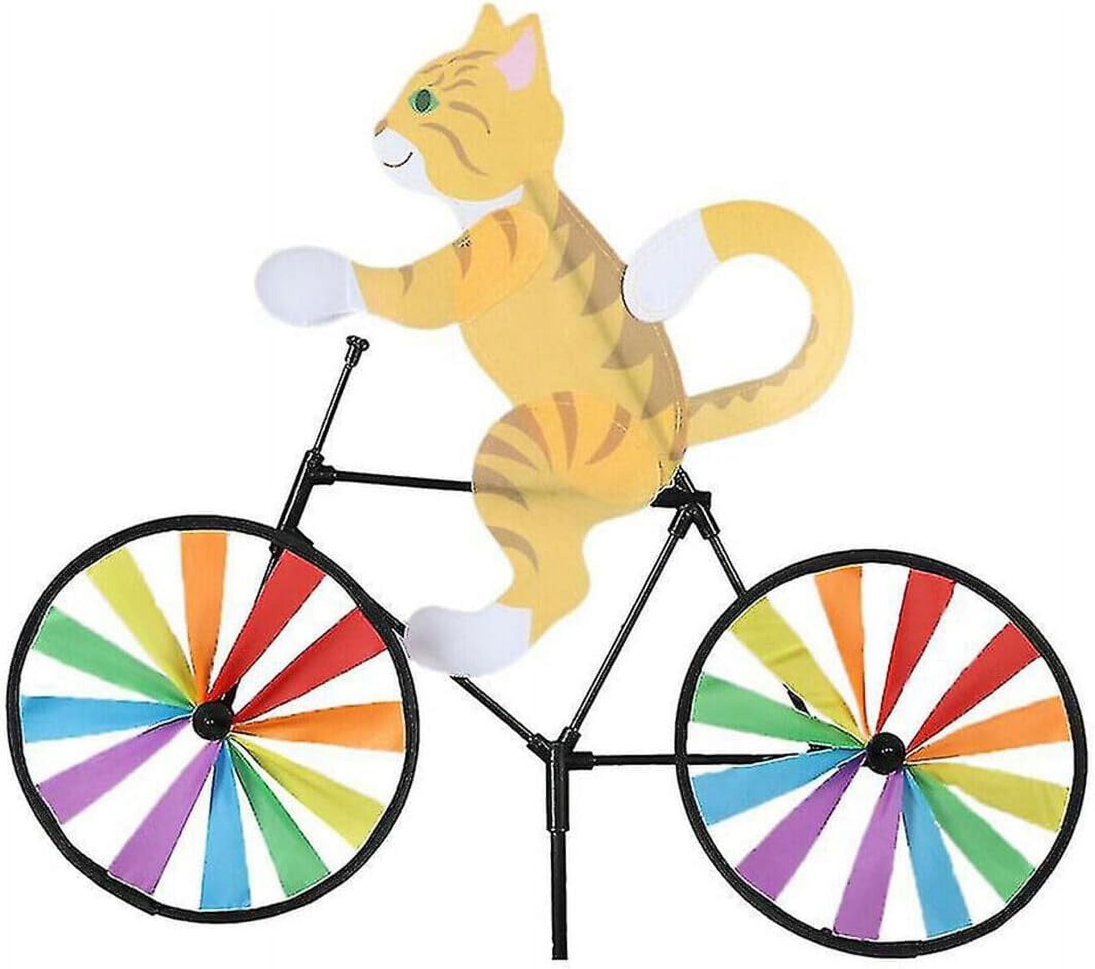 3D Cat Dog Riding Bike Windmill,Innovative Cartoon Shape Windmill,Yard ...