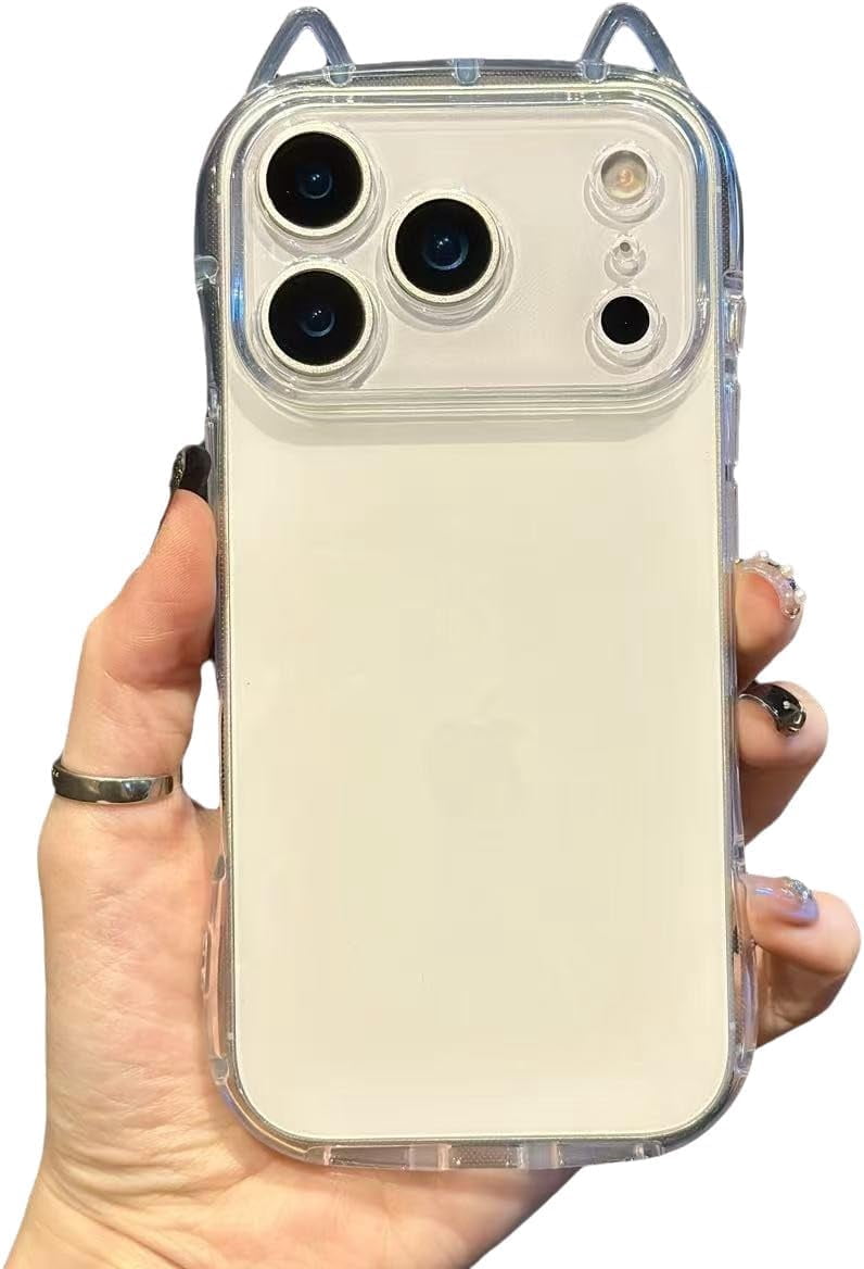 3D Cat Ear Clear Phone Case for iPhone (iPhone 13 Pro Max,Clear ...