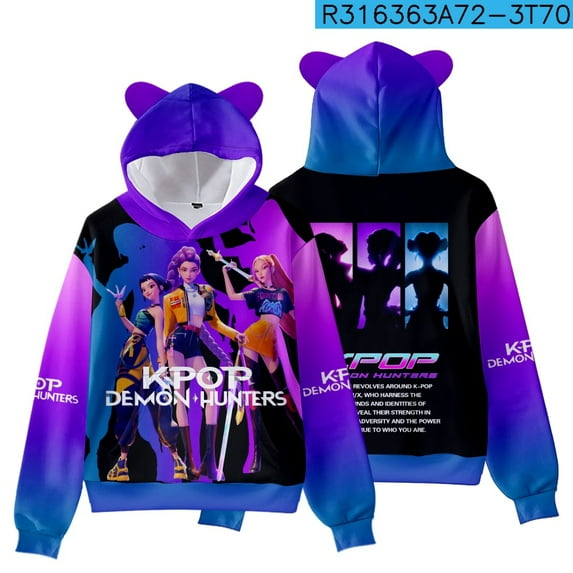 3D Cat Ear Hoodie - K-Pop Street Trend Digital Print Pullover, Zippered ...