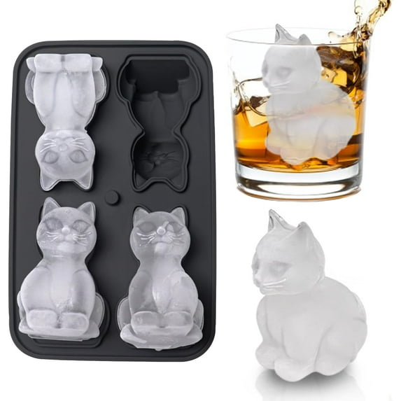 3D Cat Ice Cube Mold, Ice Cube Tray with Funnel with Funnel for ...