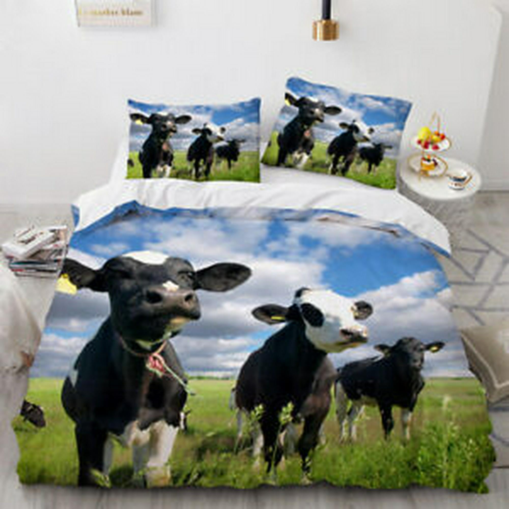 3D Cattle Cow Herd Grassland Animal Duvet Quilt Cover Pillowcase ...