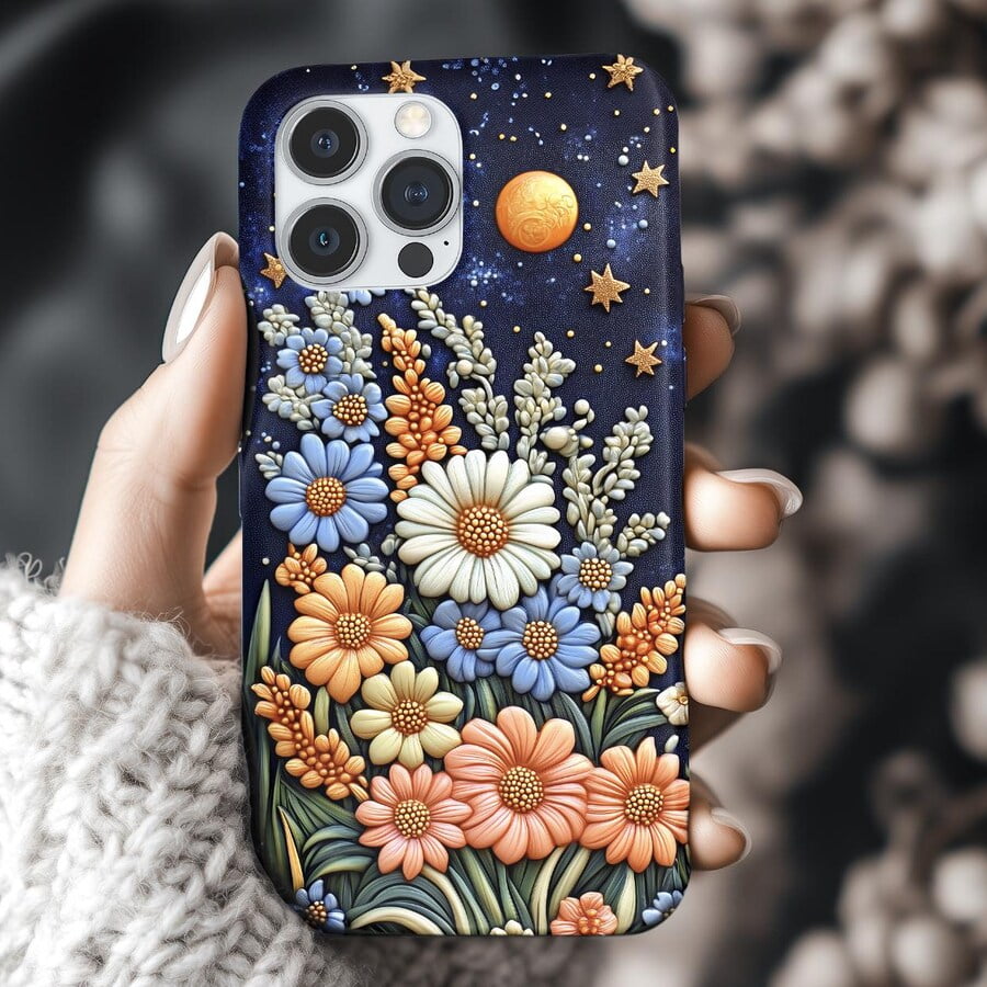 3D Celestial Floral Sun and Wildflower Art Mag-Compatible Case 11 12 13 ...