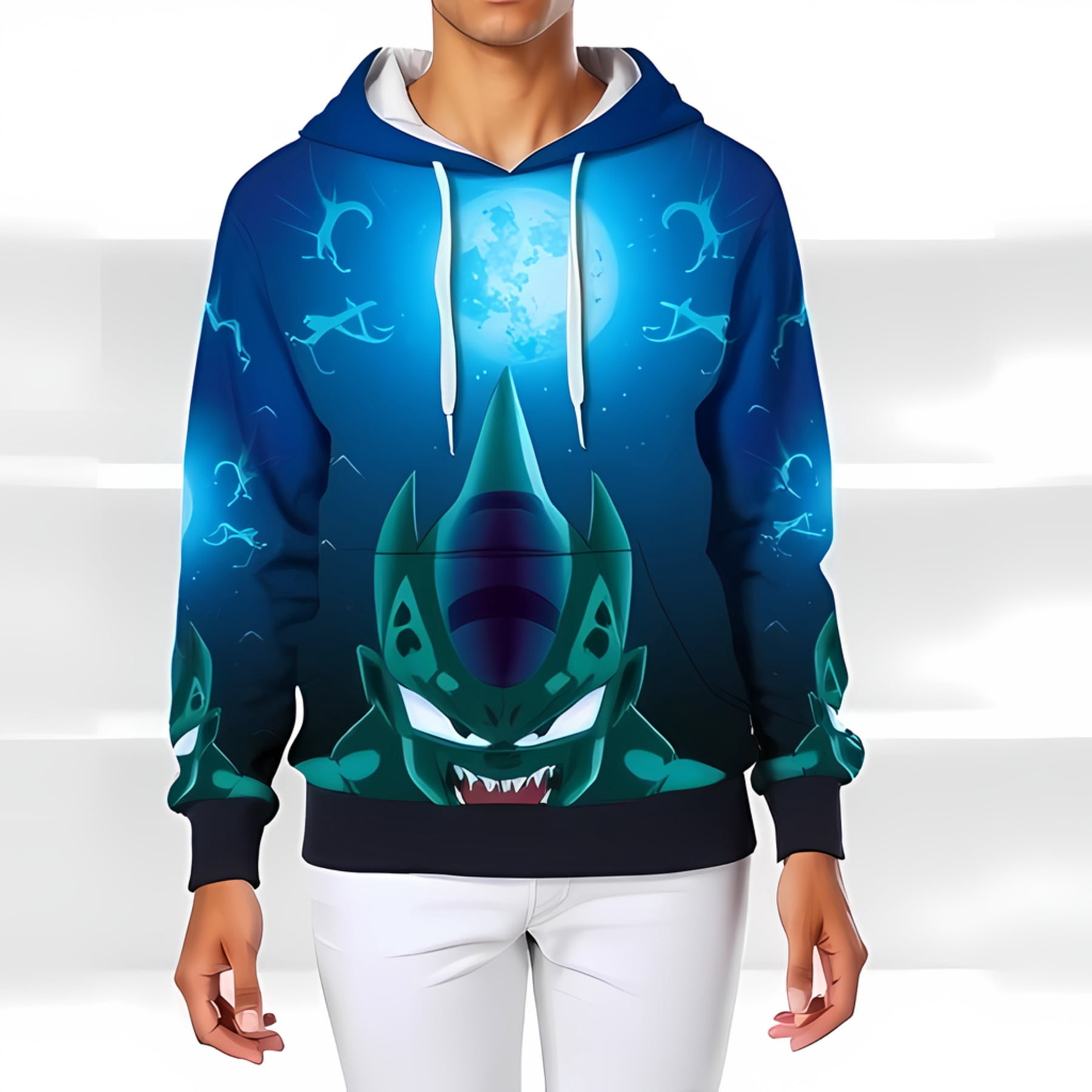 3D Cell Hoodie Vibrant Graphic Sweatshirt with Full Moon Design ...