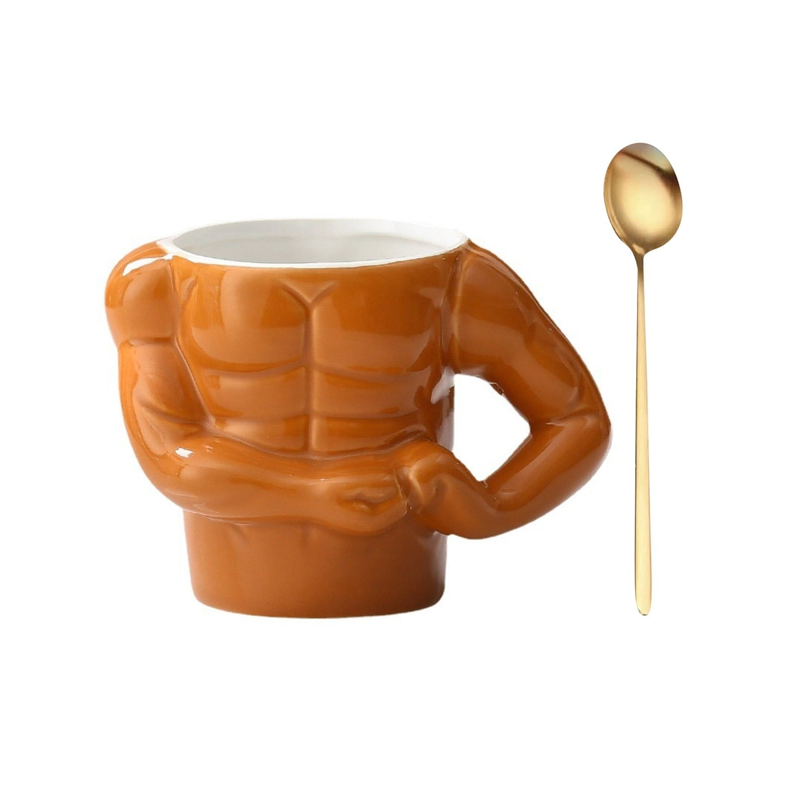 3D Ceramic Muscle Mug 12oz,Funny Novelty Coffee Cup with Spoon for ...