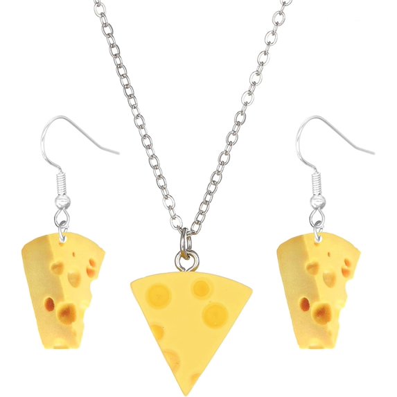 3D Cheese Pendant Necklace, Creative Resin Food Jewelry, Cheese ...