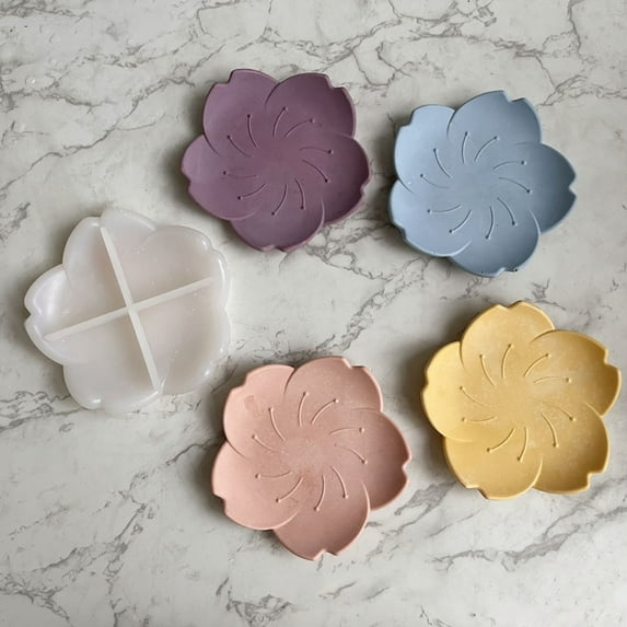 3D Cherry Blossom Petal Tray Silicone Mold Cute Flower Plate Resin Mold ...