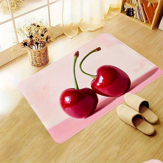 3D Cherry Print Floor Mat Cute Fruit Design Bathroom Rug - Walmart.com