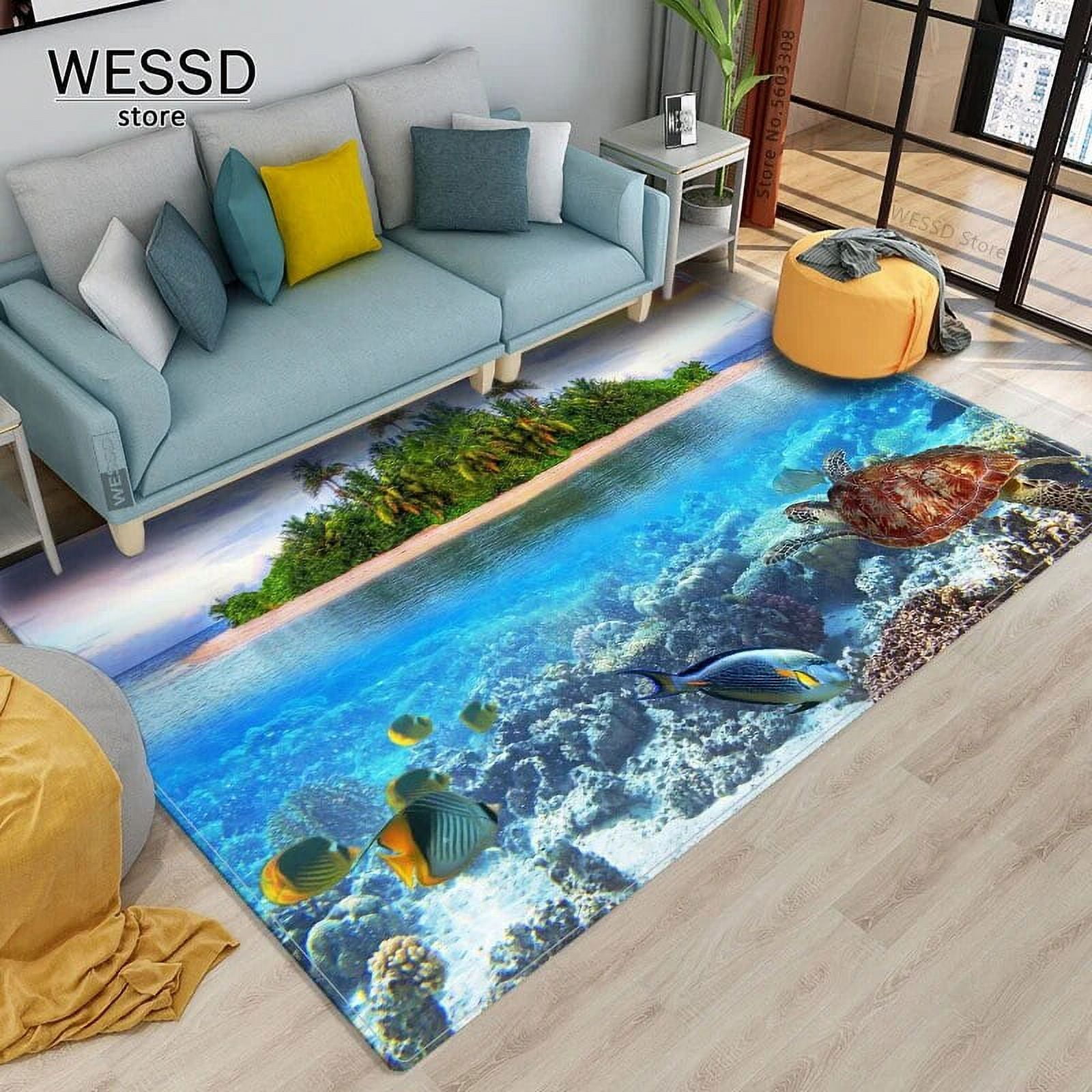 3D Children Carpets Marine Ocean Animal Print Kid's Bedroom Carpet Soft ...