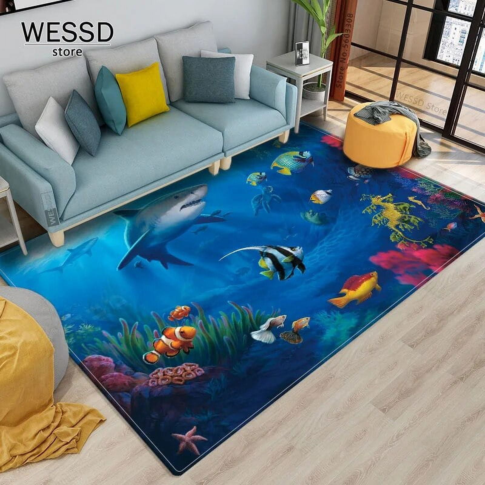 3D Children Carpets Marine Ocean Animal Print Kid's Bedroom Carpet Soft ...