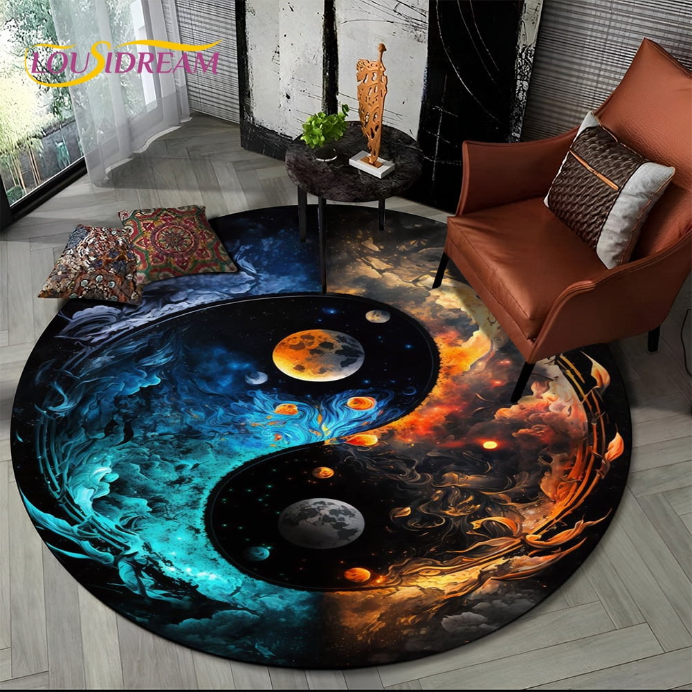 3D Chinese Tai Chi Naturalize Yin and Yang Round Carpet Rug for Living ...