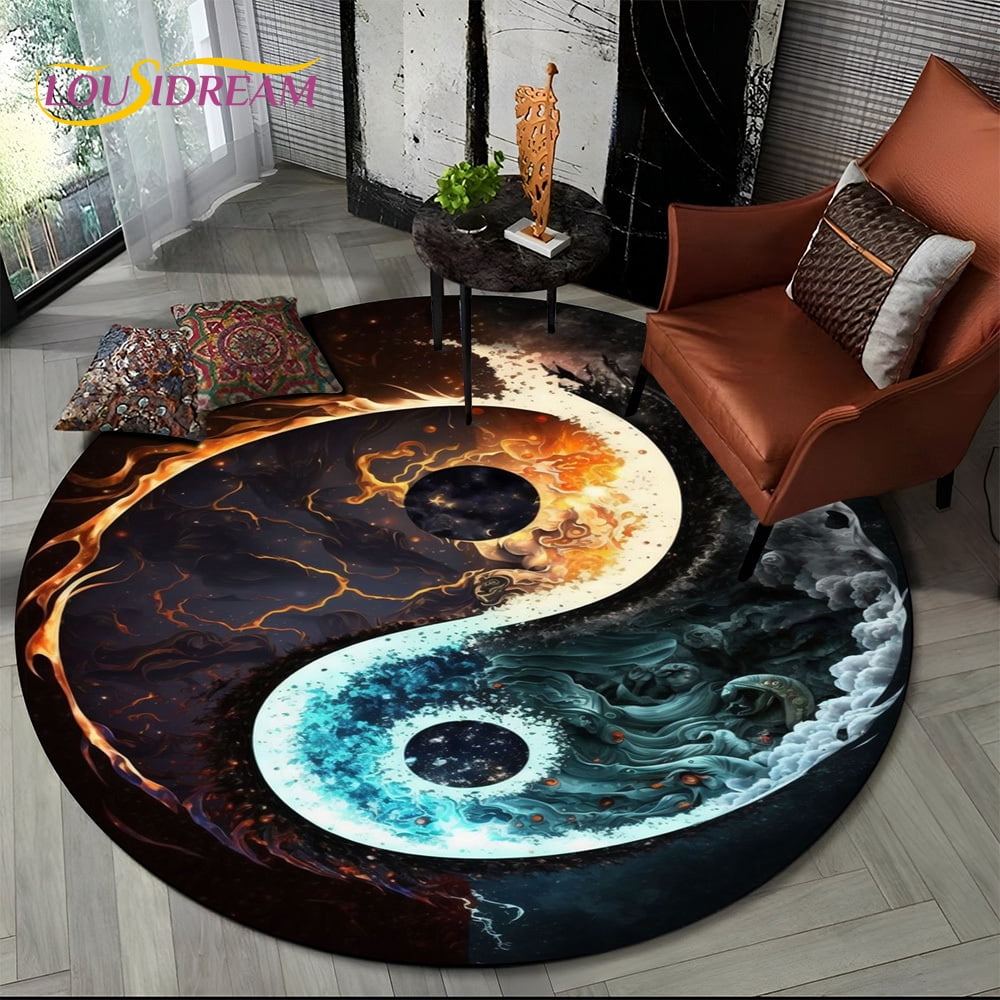 3D Chinese Tai Chi Naturalize Yin and Yang Round Carpet Rug for Living ...