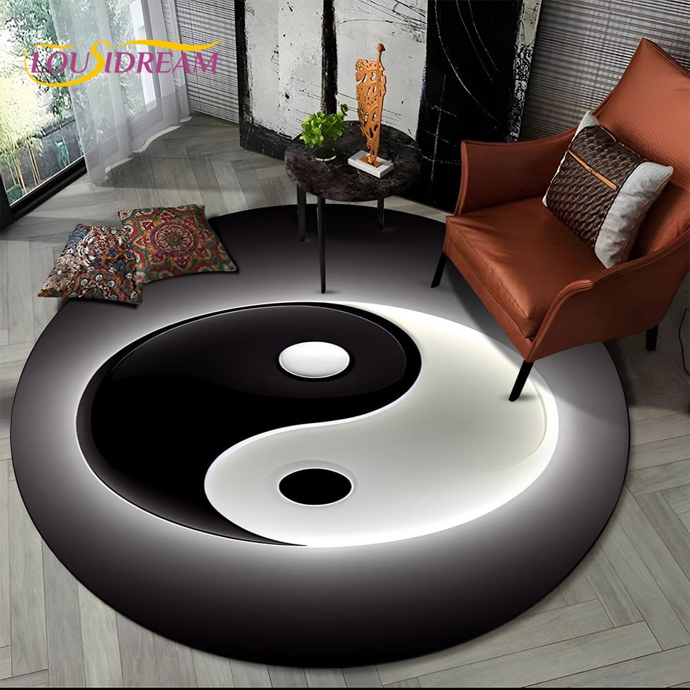 3D Chinese Tai Chi Naturalize Yin and Yang Round Carpet Rug for Living ...