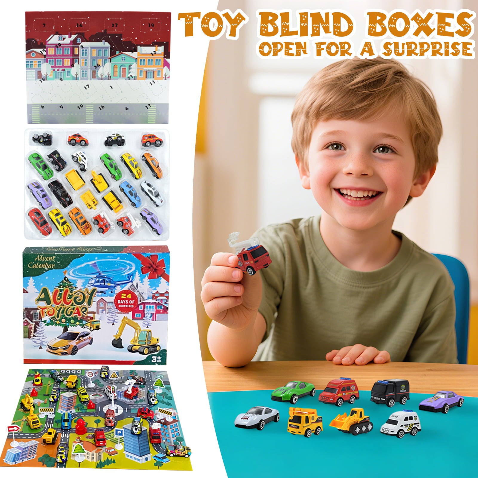 3D Christmas Advent Calendar Car Blind Box, Christmas Countdown ...