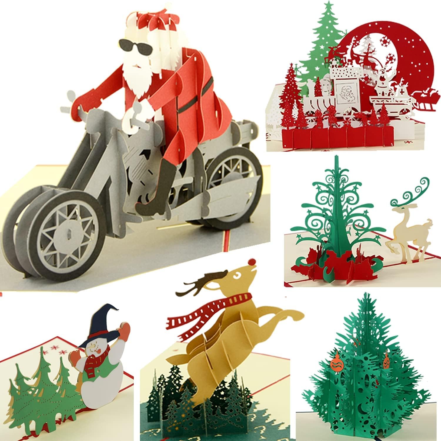 3D Christmas Cards Pop Up Christmas Cards Boxed with Envelopes, Thank You Greeting Cards with 6 ...