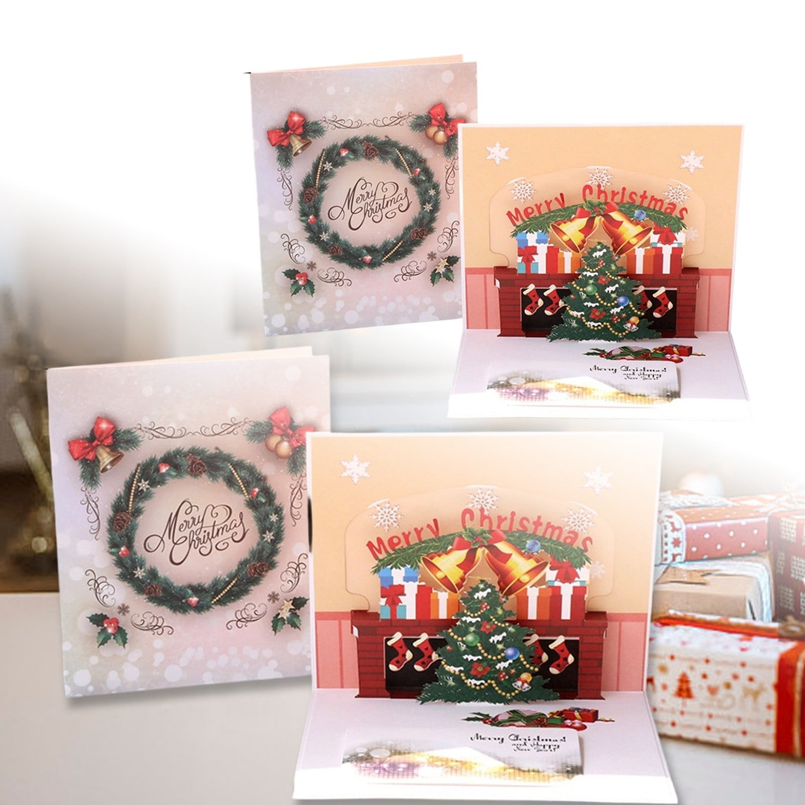3D Christmas Cards Pop Up Holiday Postcards Greeting Handmade Holiday ...