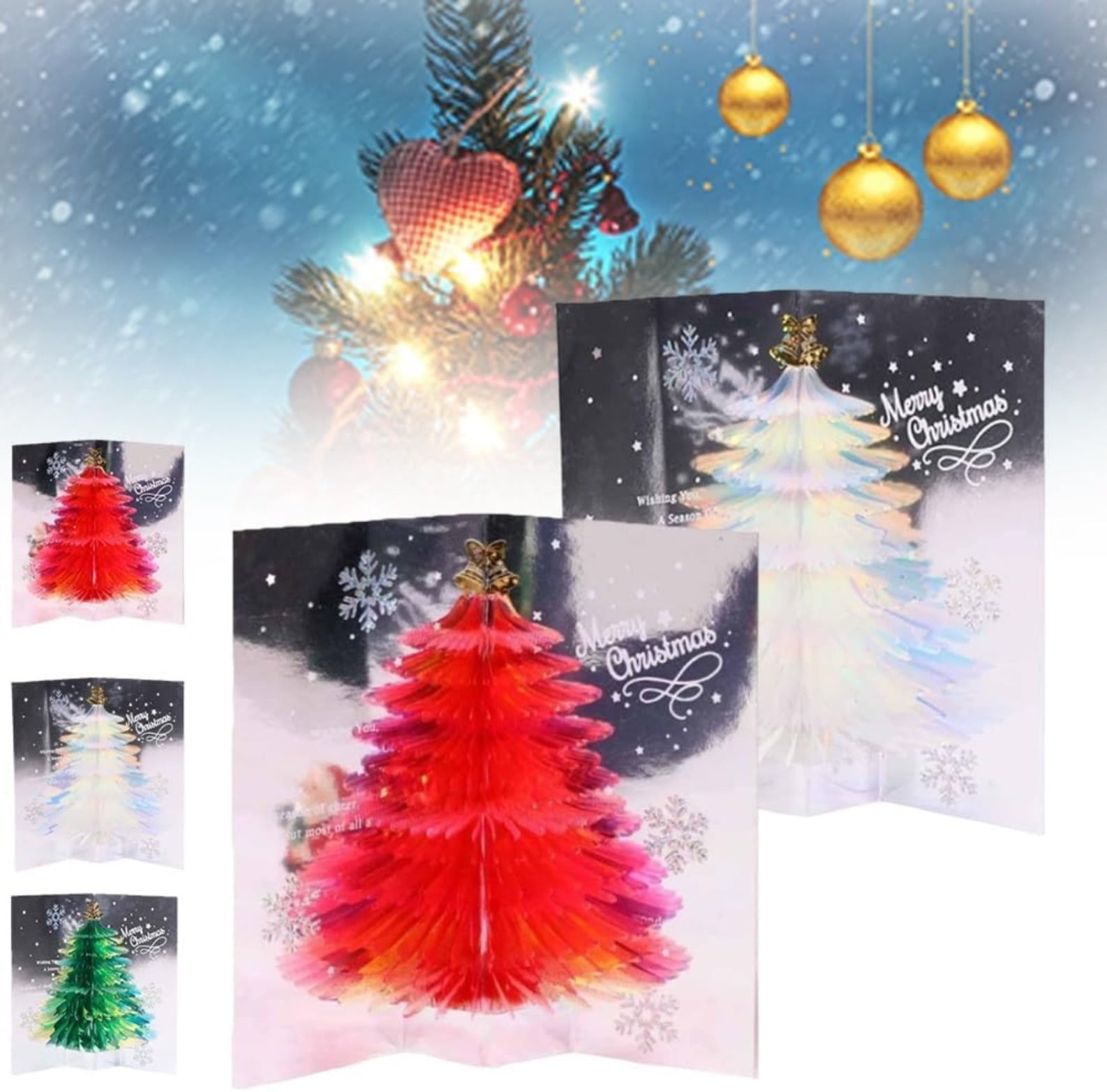 3D Christmas Cards Pop Up Holiday Postcards Greeting Handmade Holiday ...