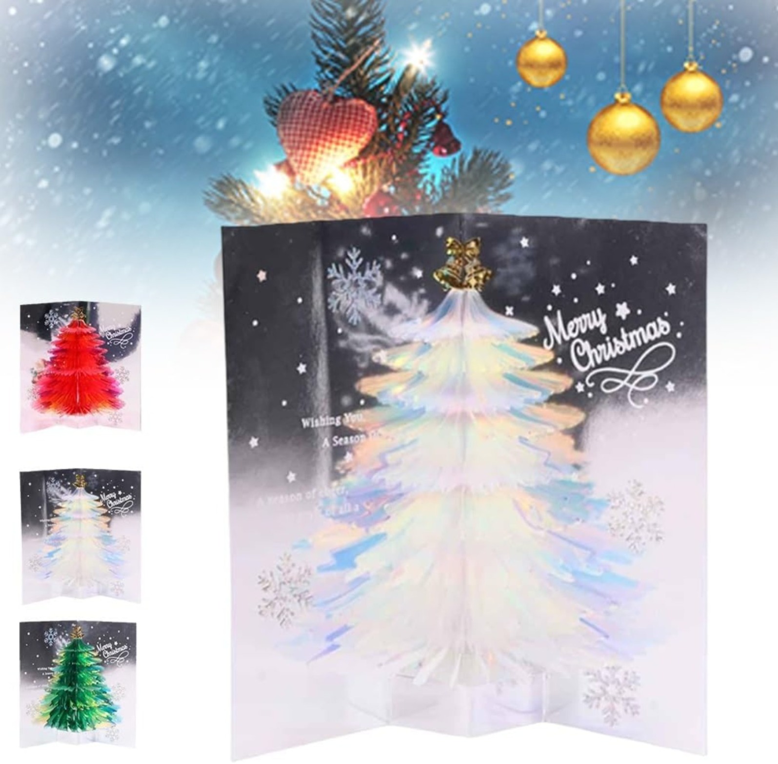 3D Christmas Cards Pop Up Holiday Postcards Greeting Handmade Holiday ...