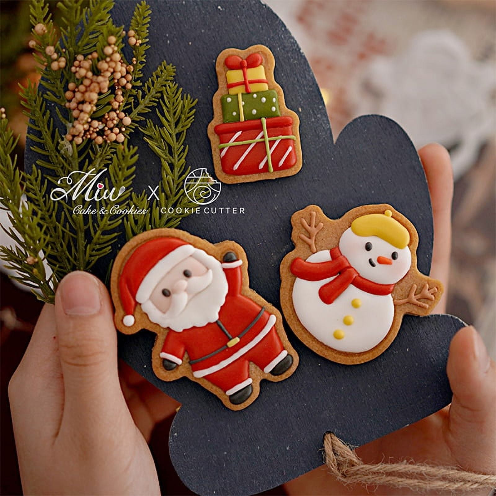 3D Christmas Cookie Cutters Biscuit Mold Santa Snowman Gift Cookie ...