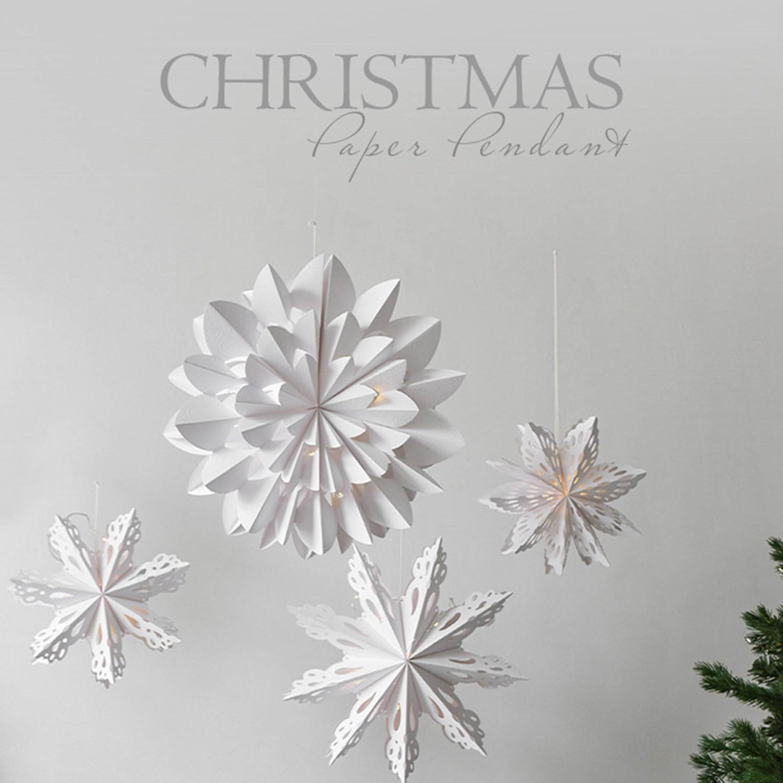 3D Christmas Decorative Origami Luminous Snowflake & Star Hanging ...