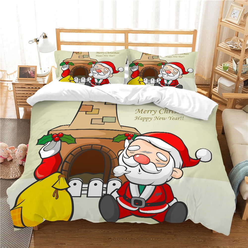 3D Christmas Duvet Cover, Kids Room Santa Claus Cartoon Decoration ...