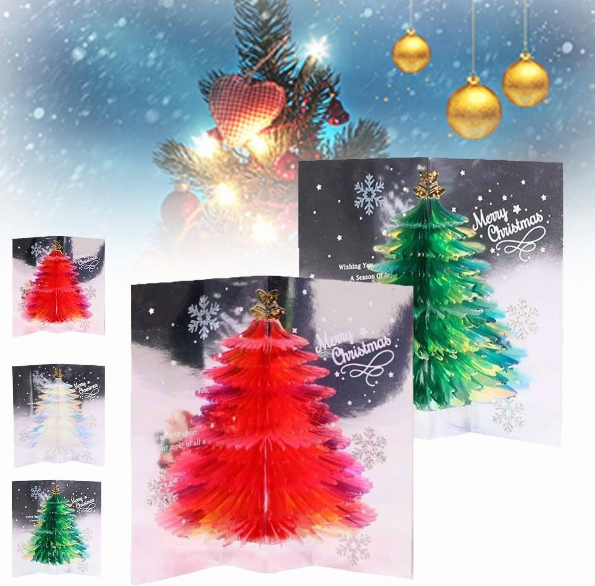 3D Christmas Handmade Cards, 3D Tree Pop up Cards, Merry Christmas Card ...