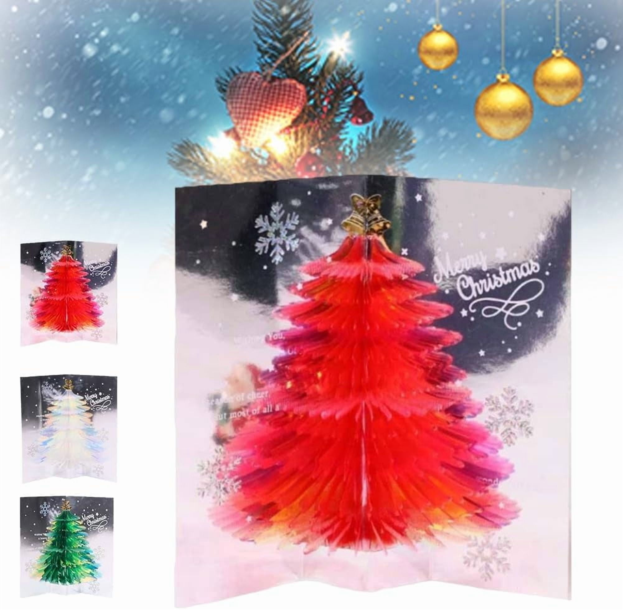3D Christmas Handmade Cards, 3D Tree Pop up Cards, Merry Christmas Card ...