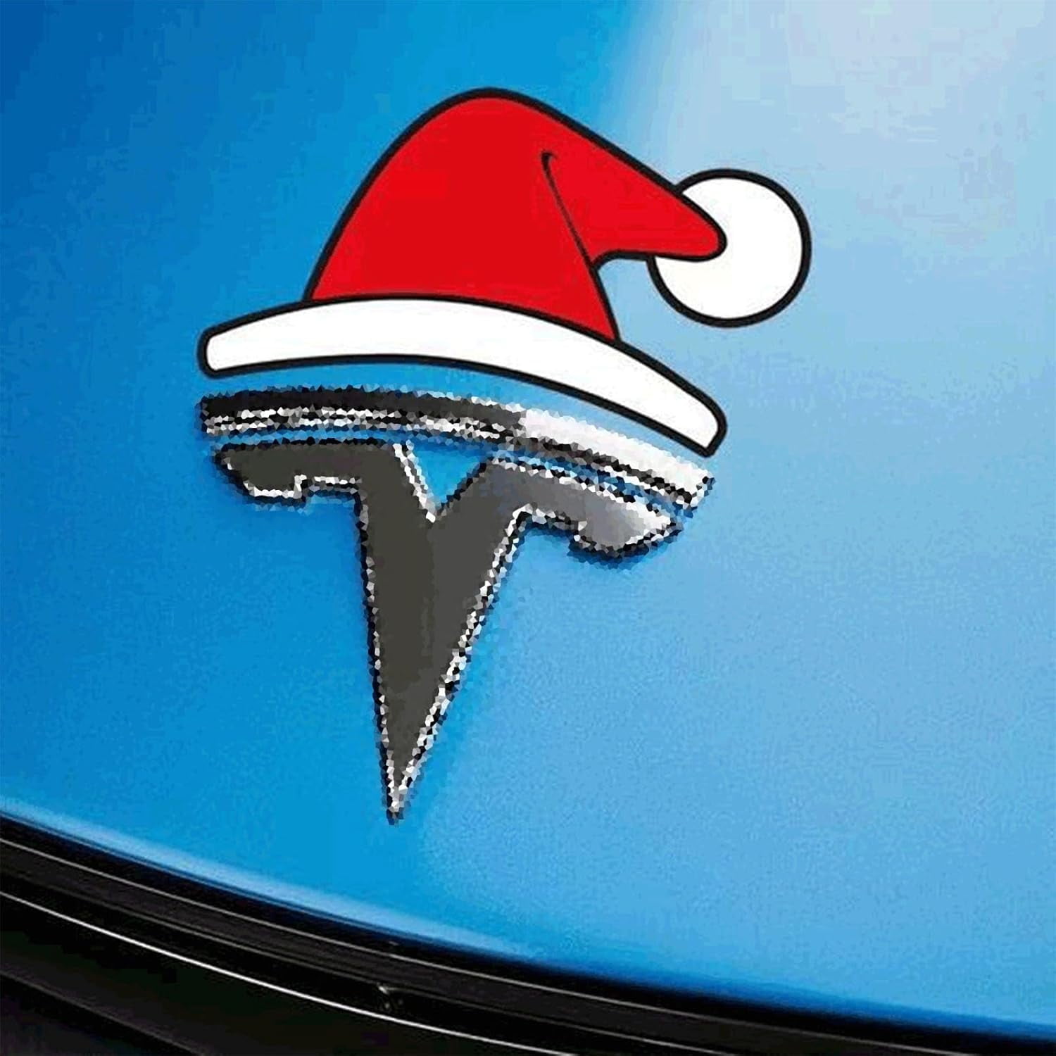 3D Christmas Hat Car Sticker for Tesla Front & Rear Logo Emblem ...