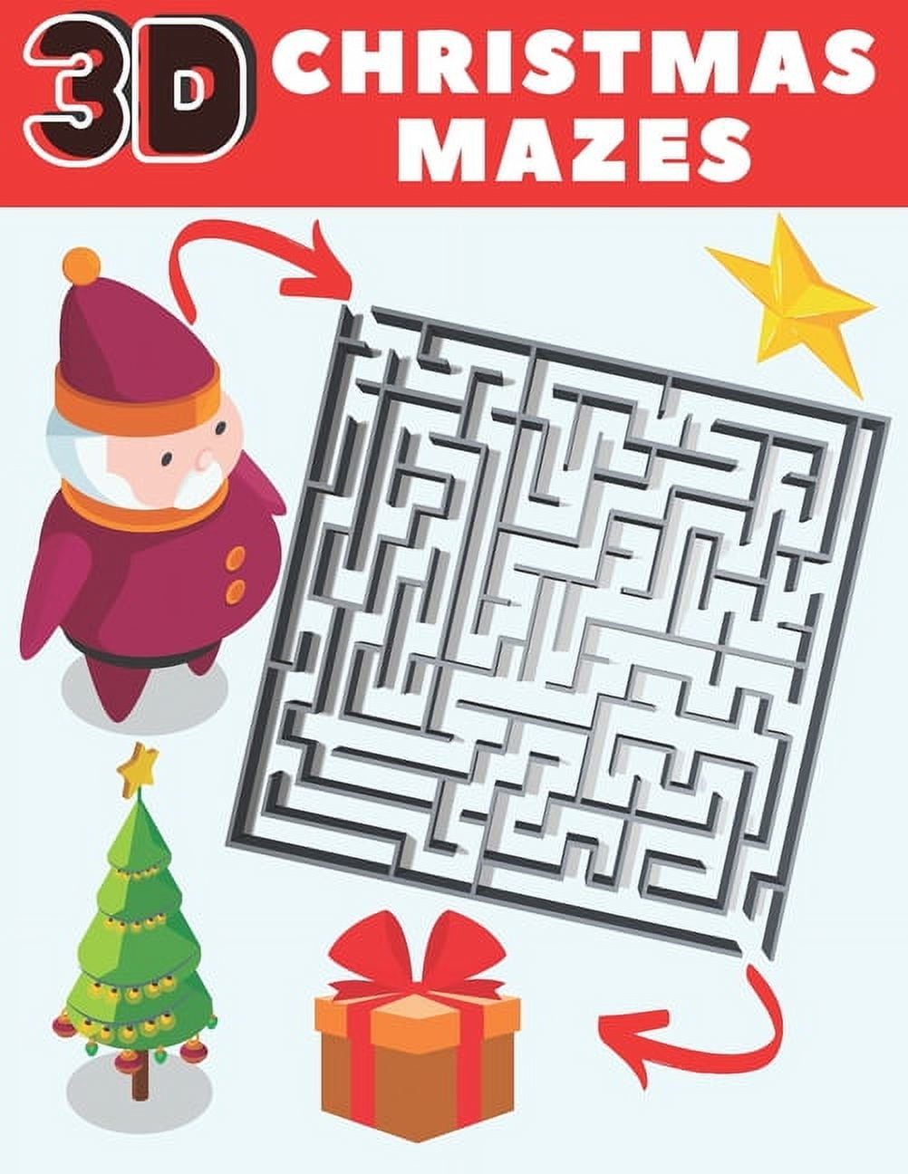 3D Christmas Mazes: Fun Winter Maze Activity Book for Kids, Prescholers ...