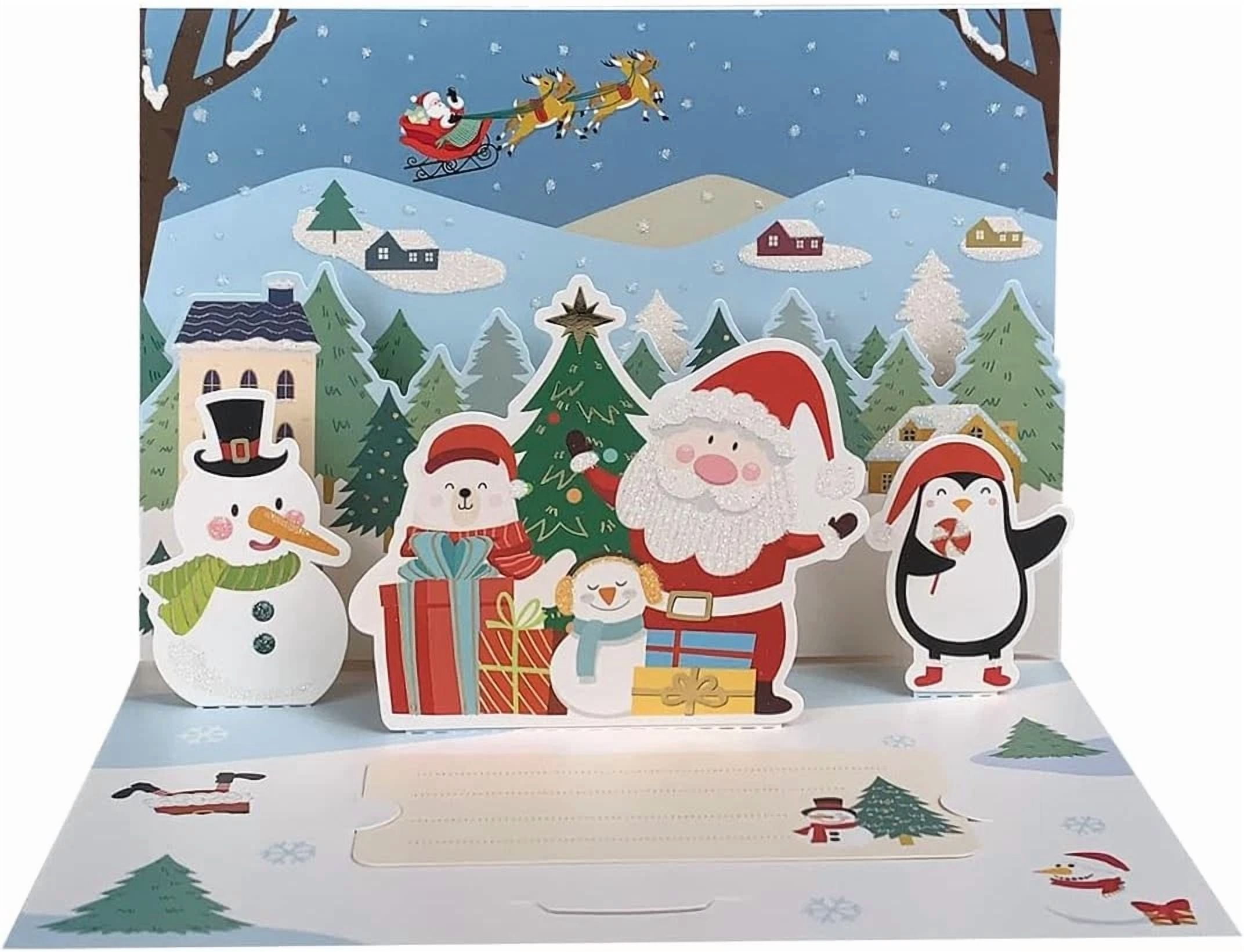 3D Christmas Pop Up Card 3D Cute Holiday Greeting Cards Santa Snowman ...