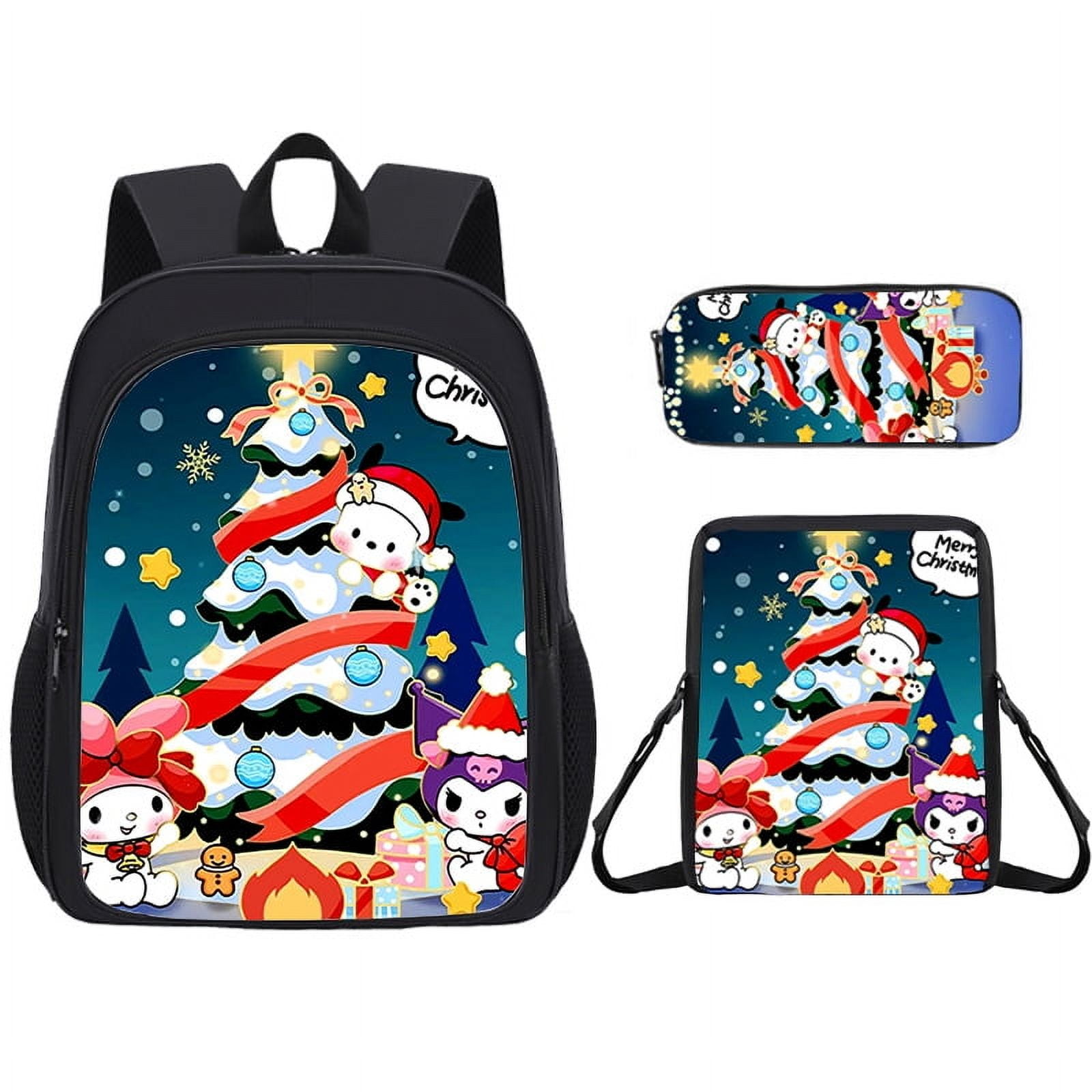 3D Christmas Printing Ku_romi 3-Piece Backpack Set - Cute Cartoon Backpack, Shoulder Bag ...