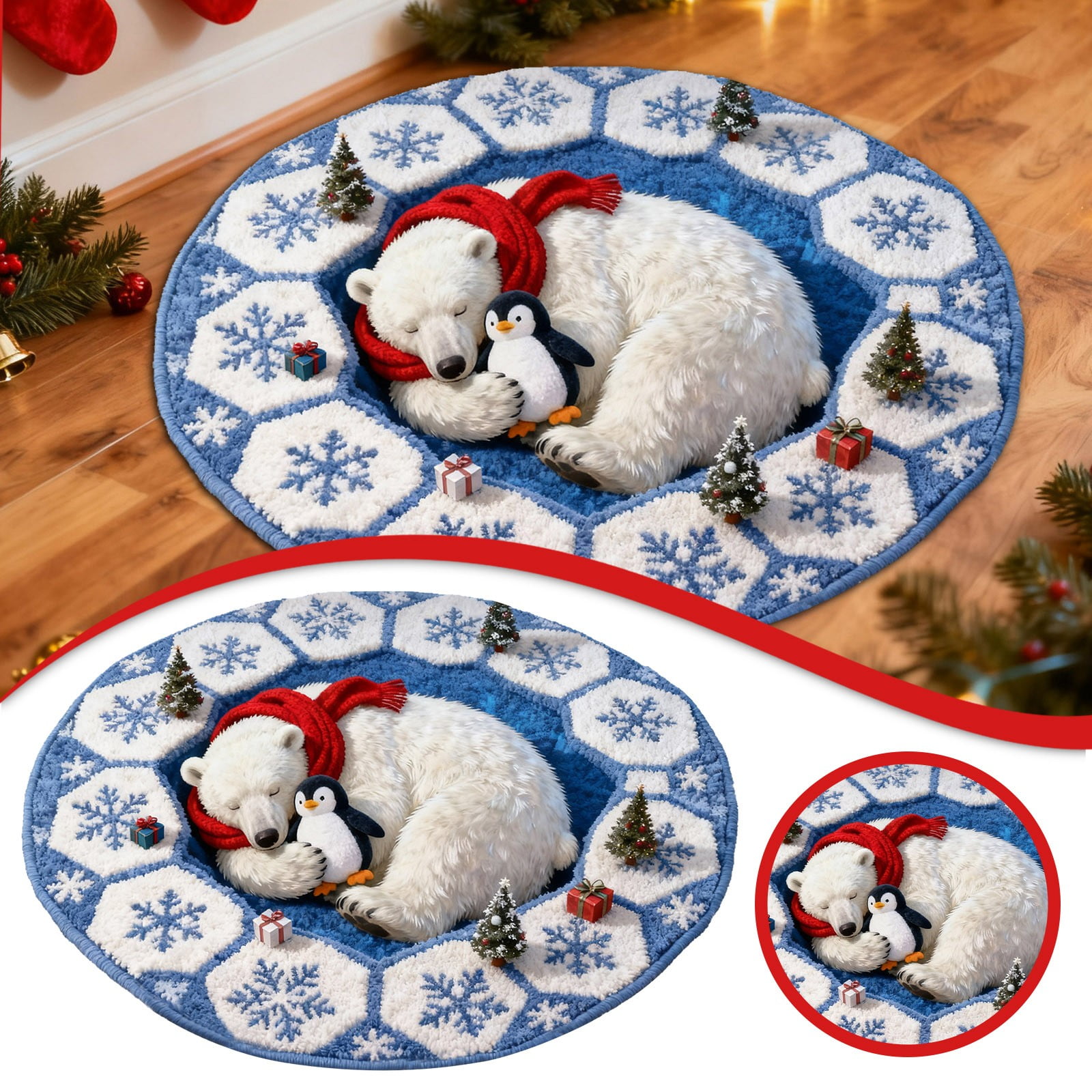 3D Christmas Rugs for Living Room – Christmas Optical Illusion Rugs ...
