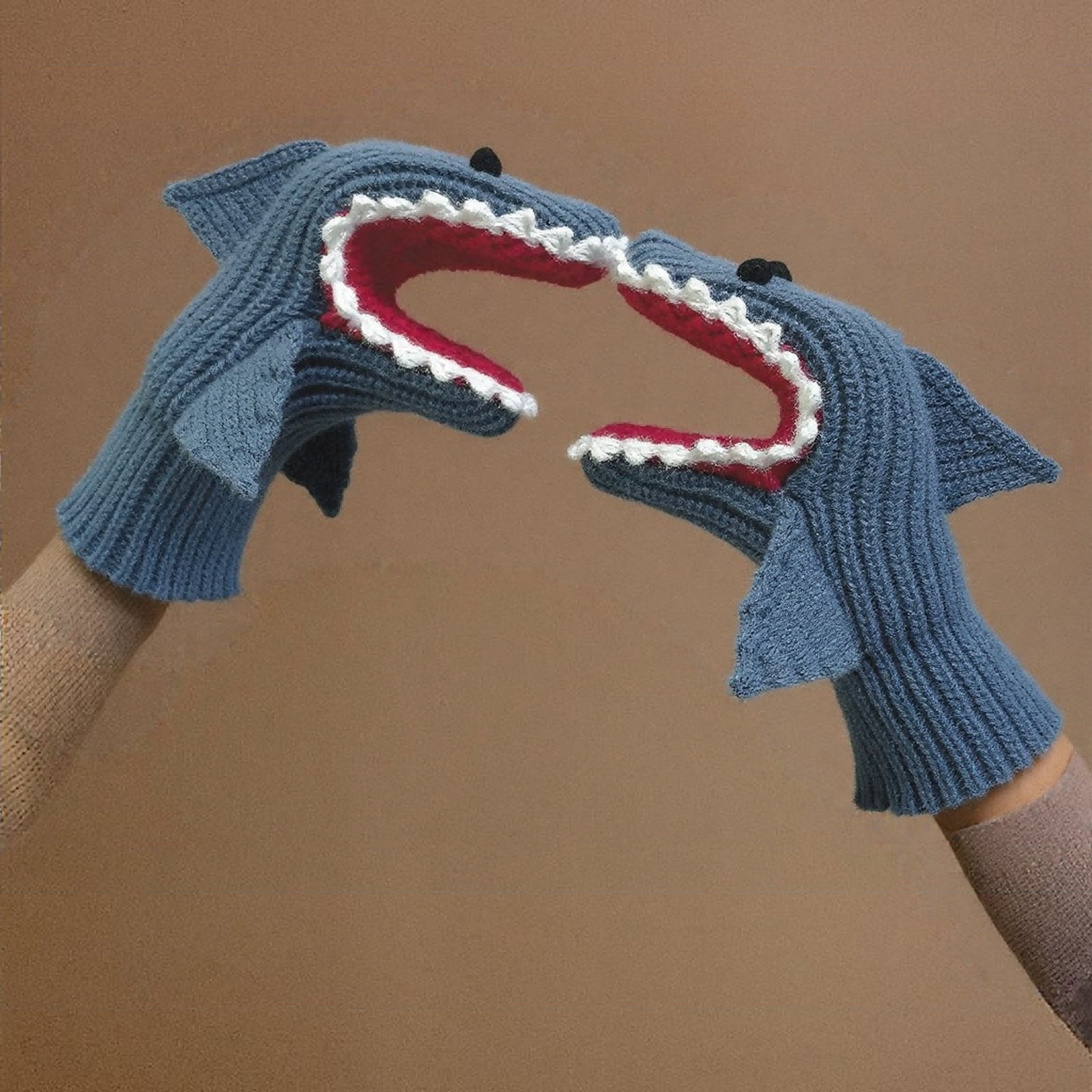 3D Christmas Shark Gloves - Festive Novelty Knitted Mittens for Winter ...