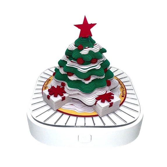 3D Christmas Tree House 2026 Calendar Notepad with Lights for Desktop ...