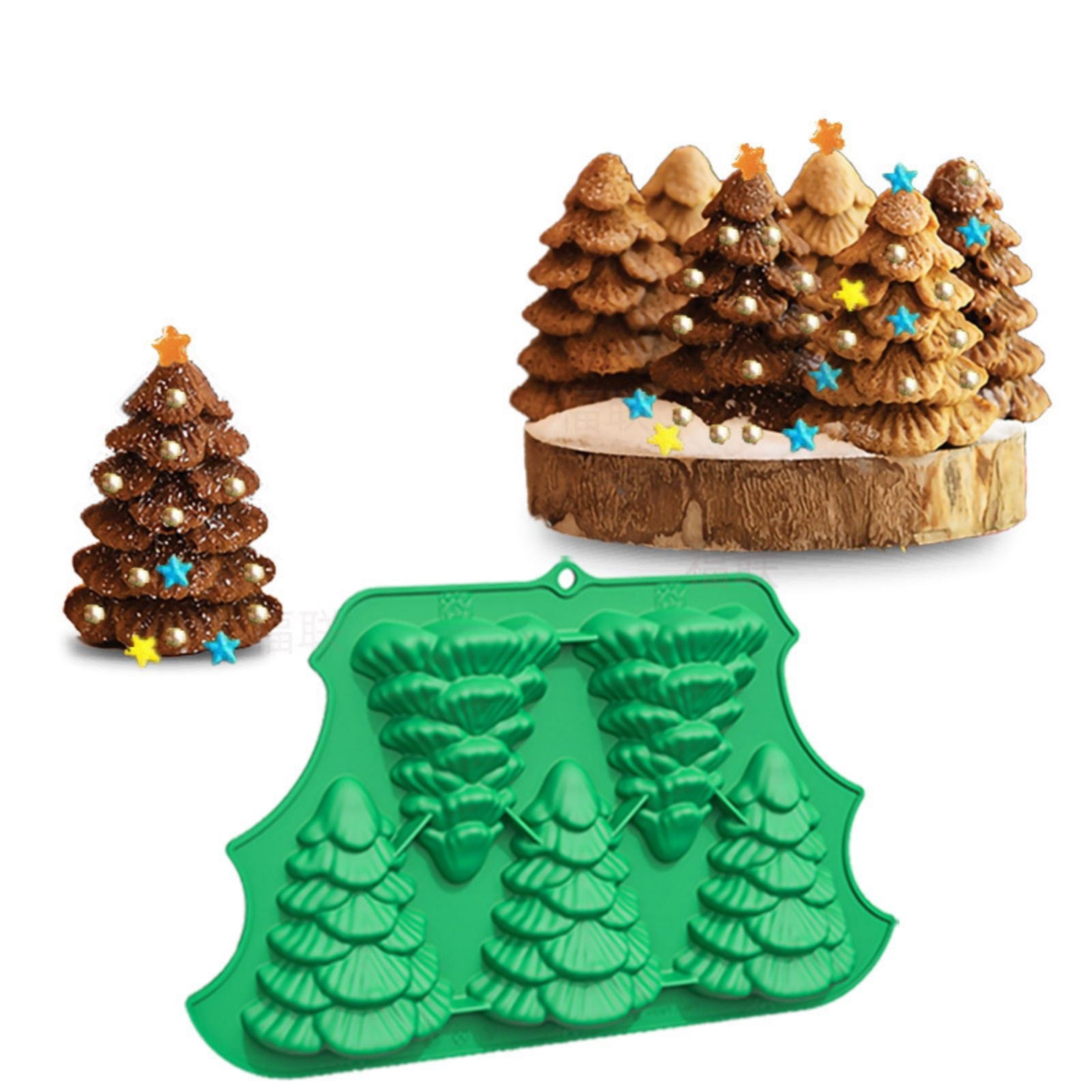 3D Christmas Tree Silicone Mold, Xmas Tree Pan Christmas Cake Mold for Mousse Cake Muffin Baking ...