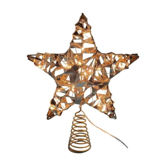 3D Christmas Tree Topper Star – Wrought Iron Five-Pointed Star with 20 ...