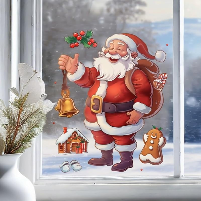 3D Christmas Wall Sticker – Large Santa Claus Break-Through Wall Decal ...