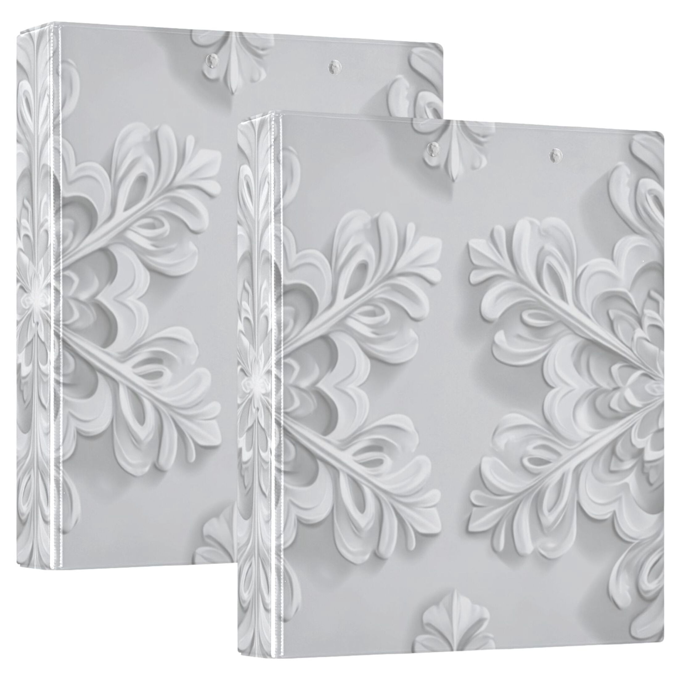 3D Christmas White Snowflakes Round Ring Binder 3 Rings 1.5" Capacity ...