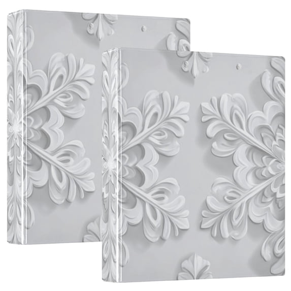 3D Christmas White Snowflakes Round Ring Binder 3 Rings 1.5" Capacity ...