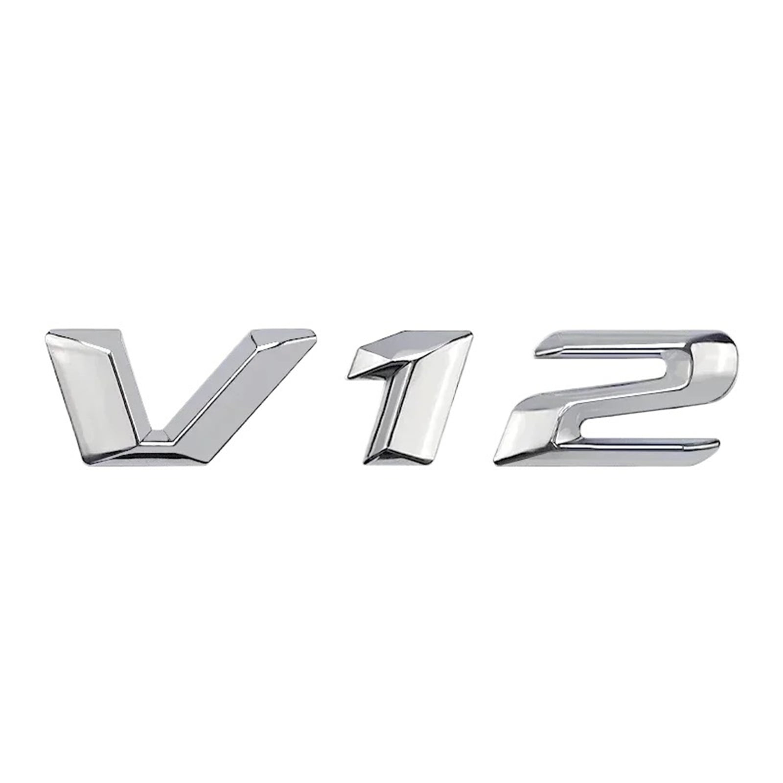 3D Chrome Black V12 Letters Car Rear Trunk Emblem Badge Sticker ...