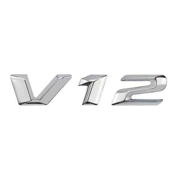 3D Chrome Black V12 Letters Car Rear Trunk Emblem Badge Sticker ...