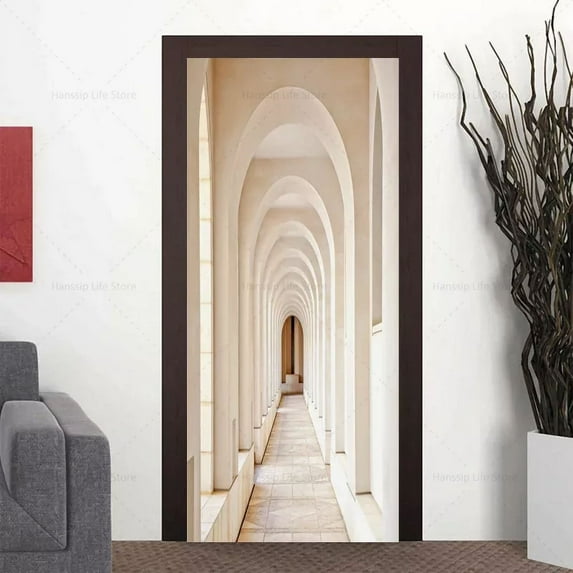 3D Church Arch Door Stickers Removable Home Decoration Wallpaper ...