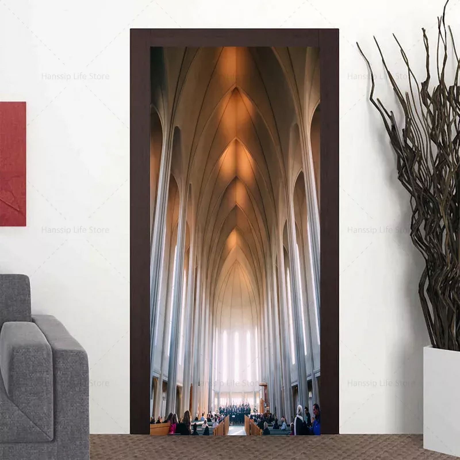 3D Church Arch Door Stickers Removable Home Decoration Wallpaper ...